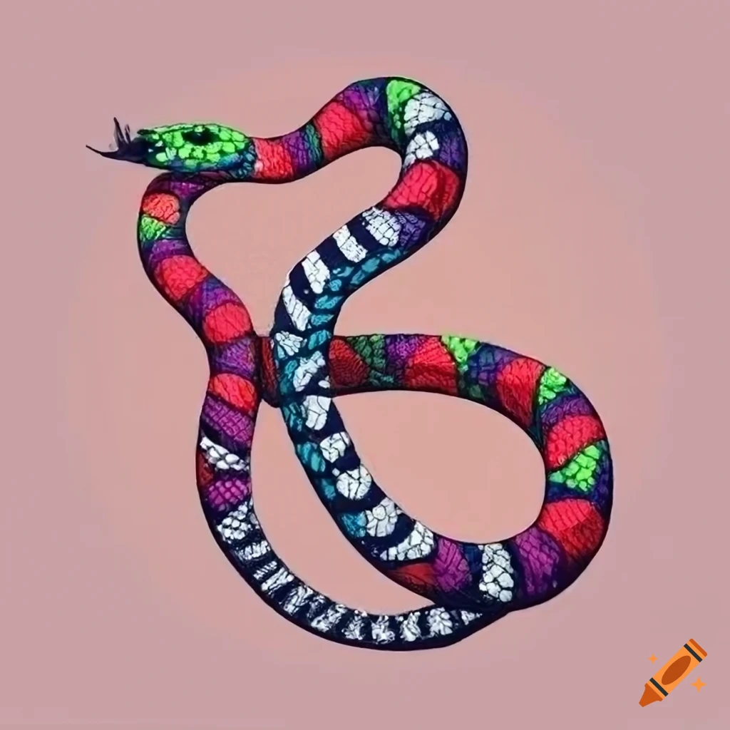 Serpiente geométrica efecto parche bordado on Craiyon