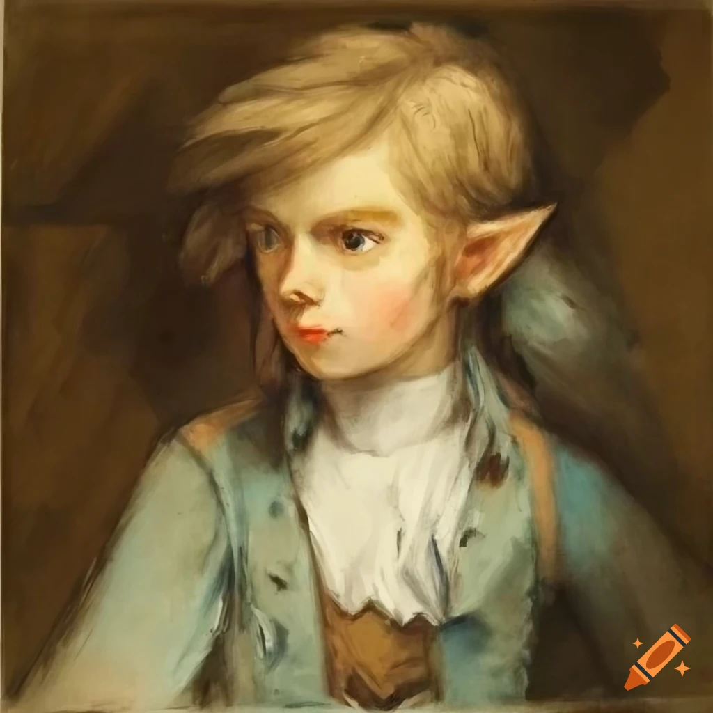 Rough sketch of Link from the Legend of Zelda, aged 12, pastel over ...