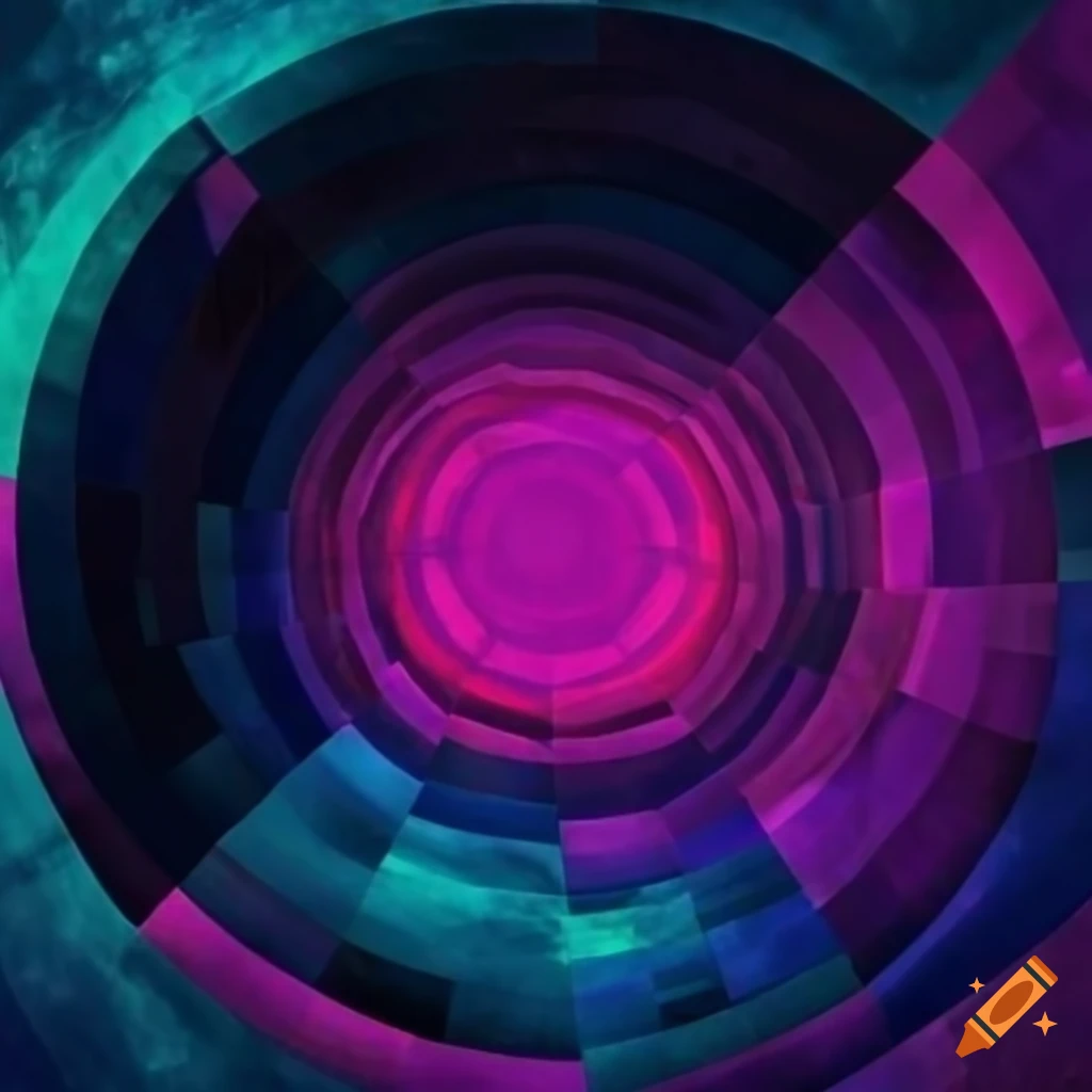 Geometric abstract art of a center point in space on Craiyon