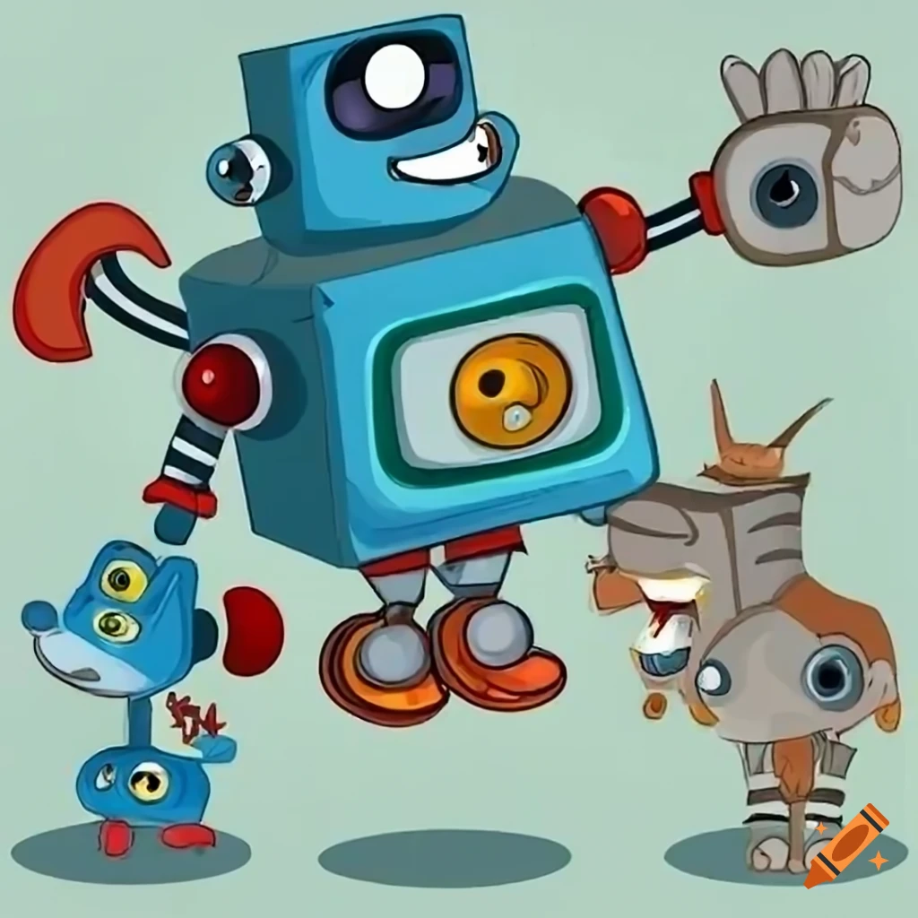 Robot cartoon animals on Craiyon
