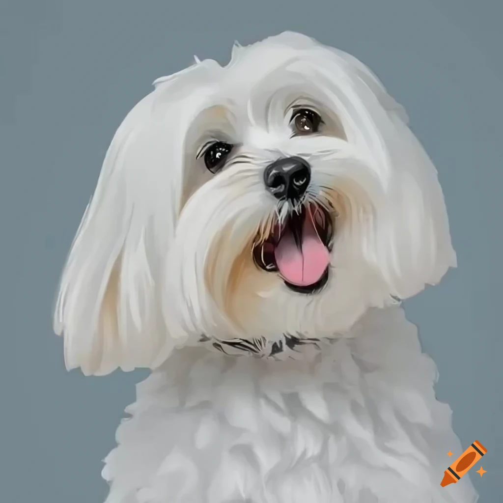 Maltese Drawing White White Fluffy Dog Maltese Art Purchases Print
