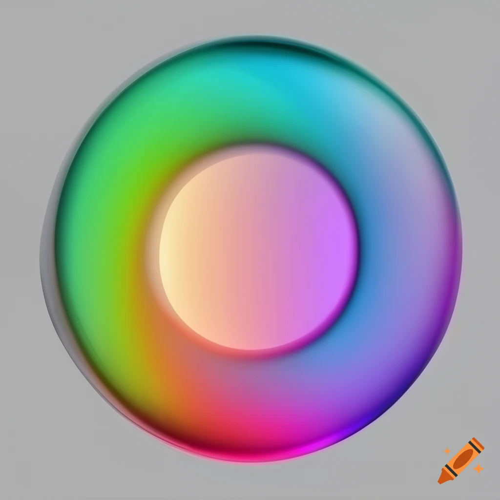 Front of multicolored gradient ring white background