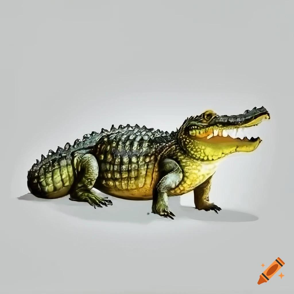 A nice crocodile on a white background on Craiyon