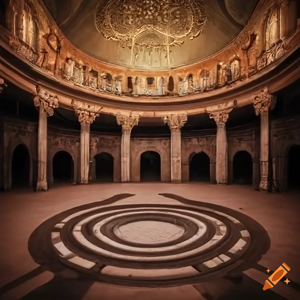 Circular medieval ballroom on Craiyon