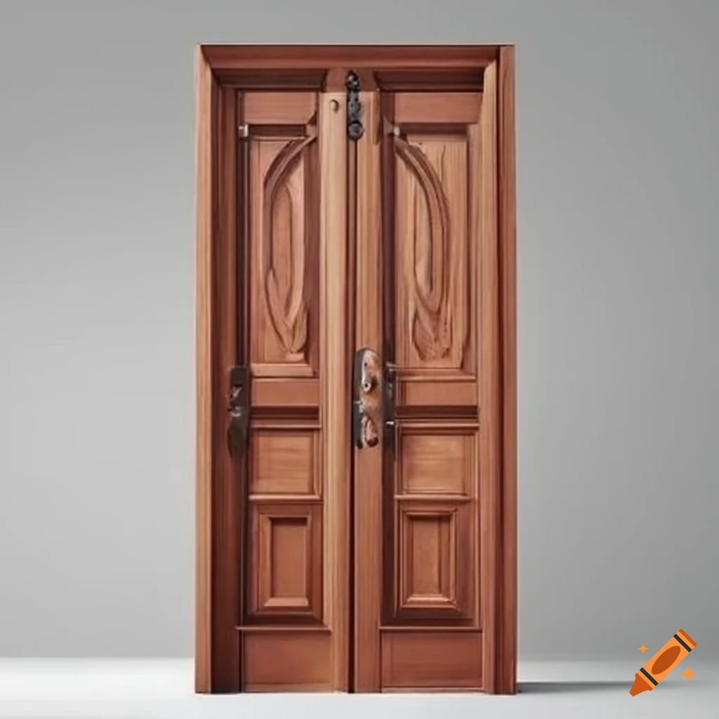 Double-leaf entrance door made of wood