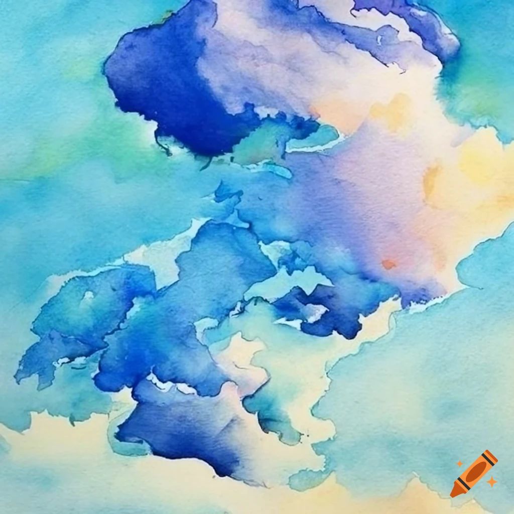 Realistic sky watercolor drawing