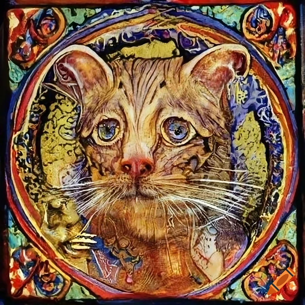 High resolution, fine detail, wide view, color illustration of curious ...