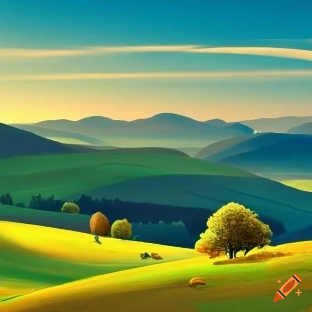 A hilly landscape on Craiyon