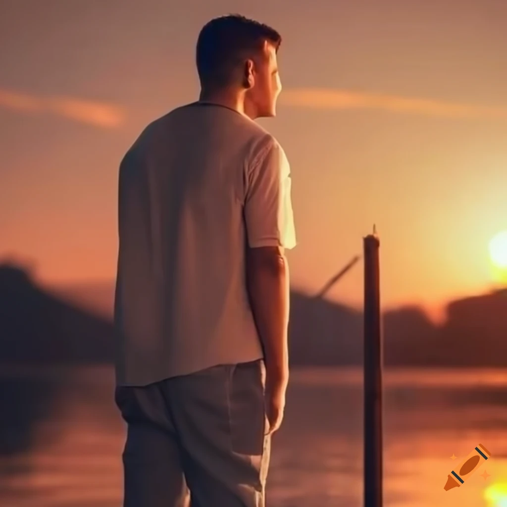 Man looking thoughtful inside a modern house during sunset