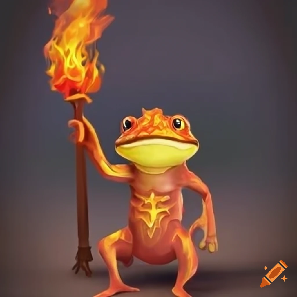 Fire mage frog in a fantasy style on Craiyon
