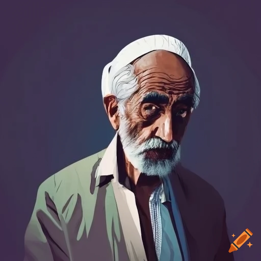 Iranian old man and salesman vector
