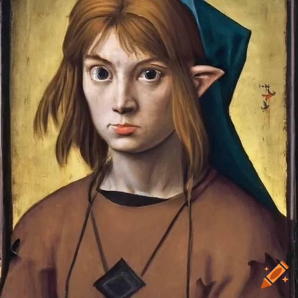Medieval portrait of link from the legend of zelda, oil on panel by ...