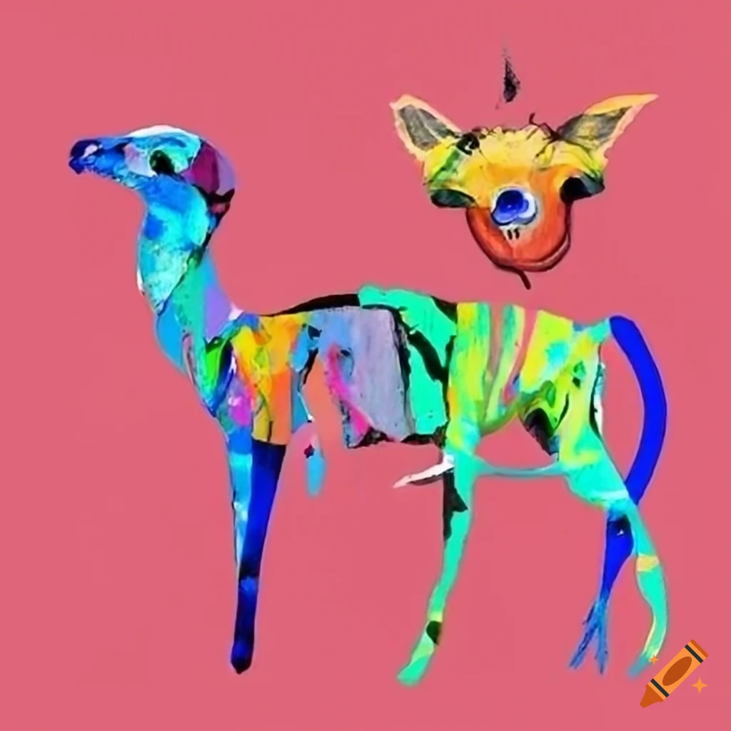 Dadaist simple collage of fantasy animals on Craiyon