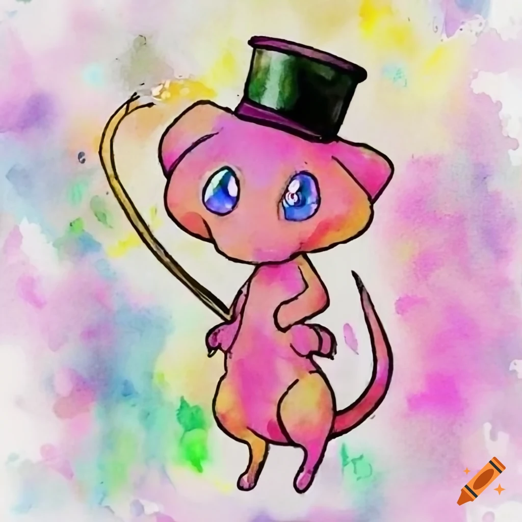 Mew wearing a top hat