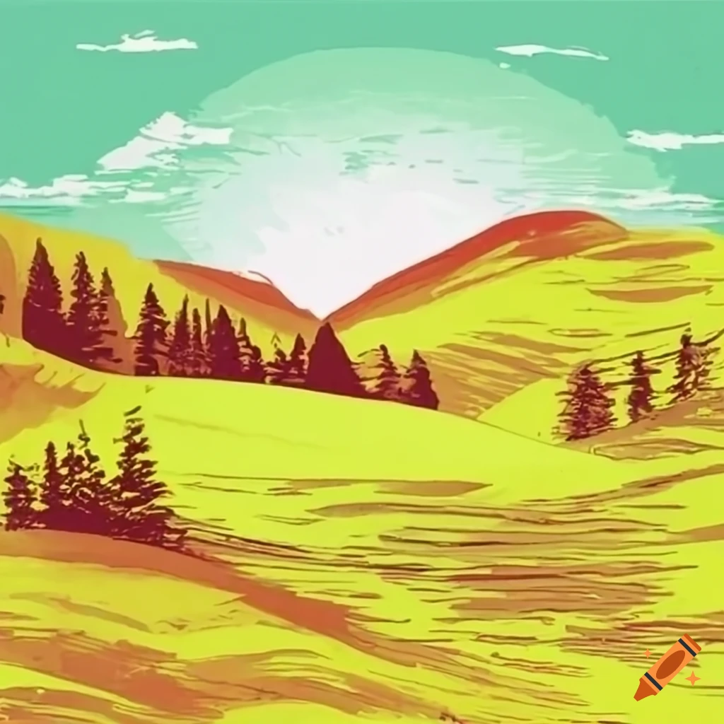 A hilly landscape on Craiyon