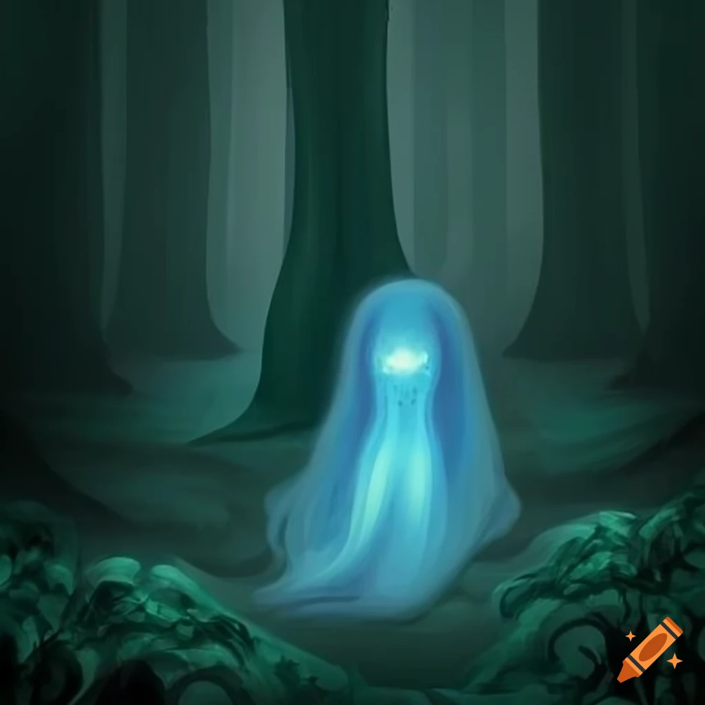 Blue ghost in forest fantasy style