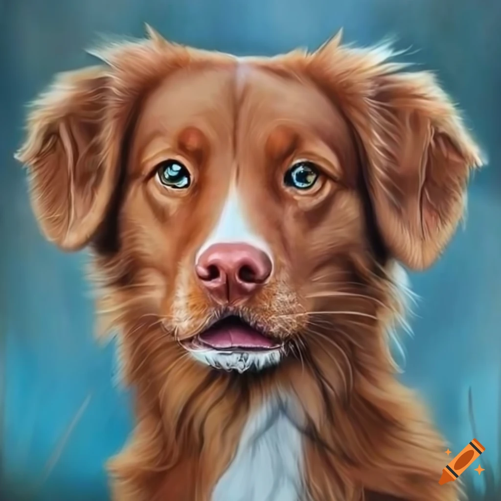 Hyper realistic portrait drawing of a novia scotia duck toller ...
