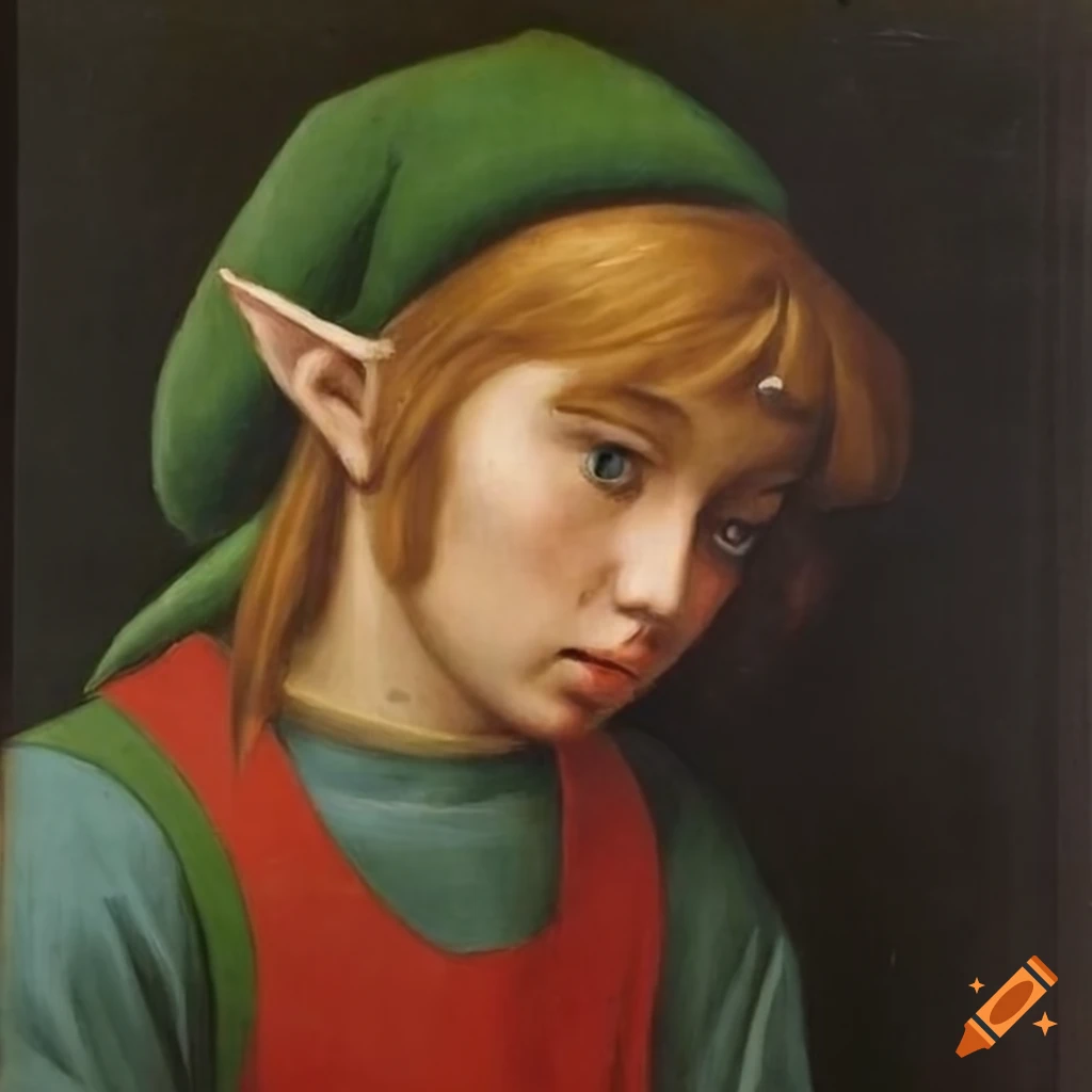 Link from the legend of zelda, aged 12, oil on panel by robert campin ...