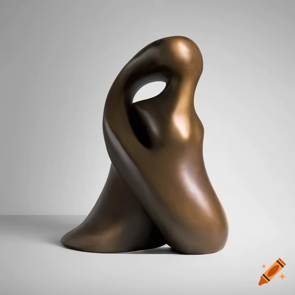 Organic abstract sculpture in bronze with curves, inspired by henry moore