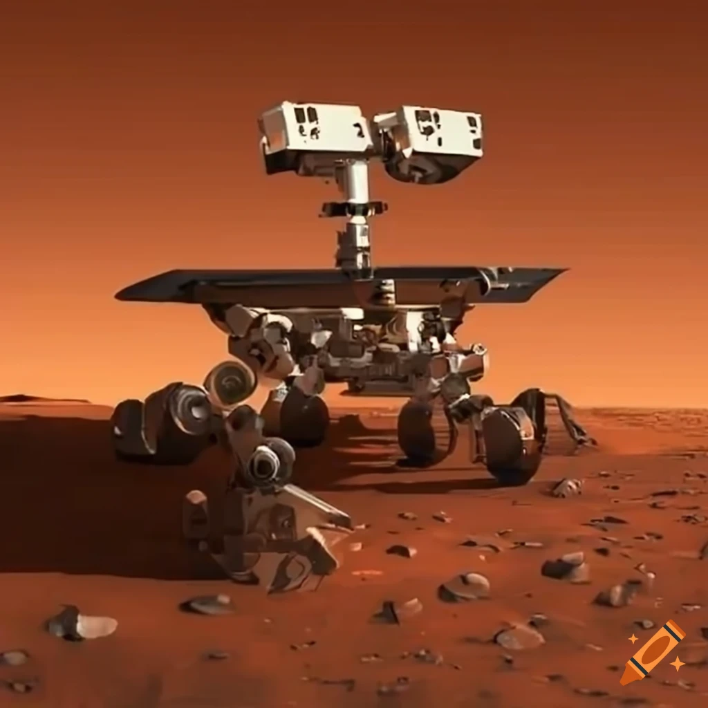 Rover robot searching biosignature on mars surface on Craiyon