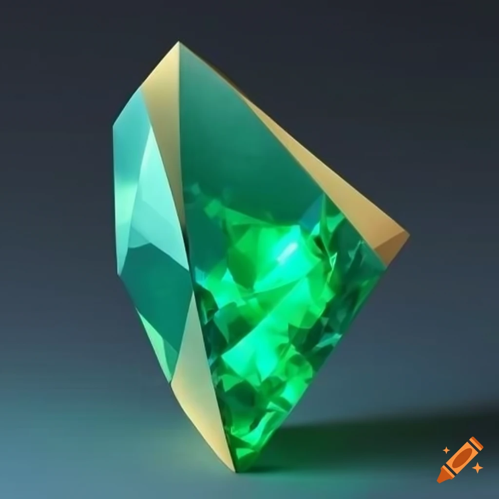 Create an imaginary precision stone with colours such as emerald or ...