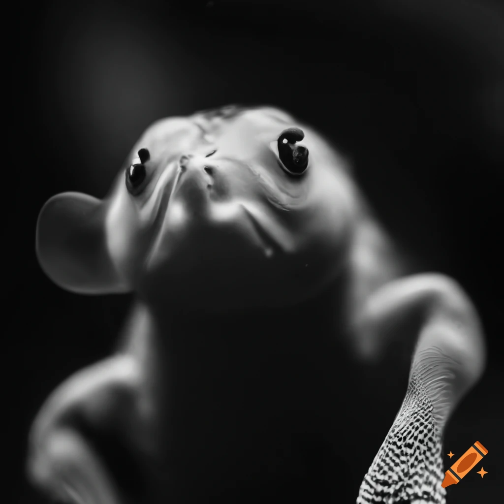 High contrast black and white photograph, Mickey Mouse sees the ...