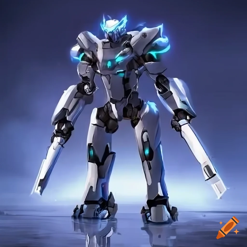 Mecha character, full body white backround