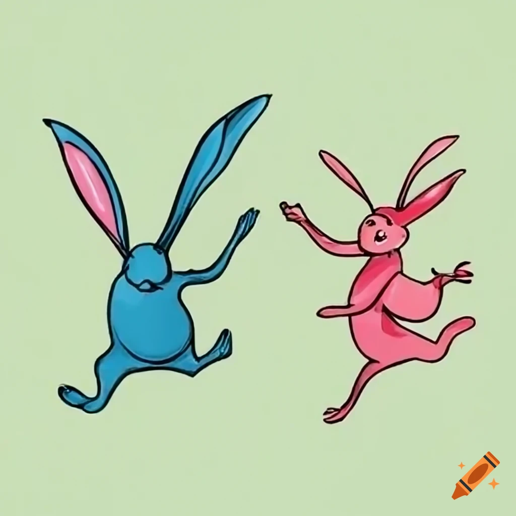 Happy rabbits dancing on Craiyon