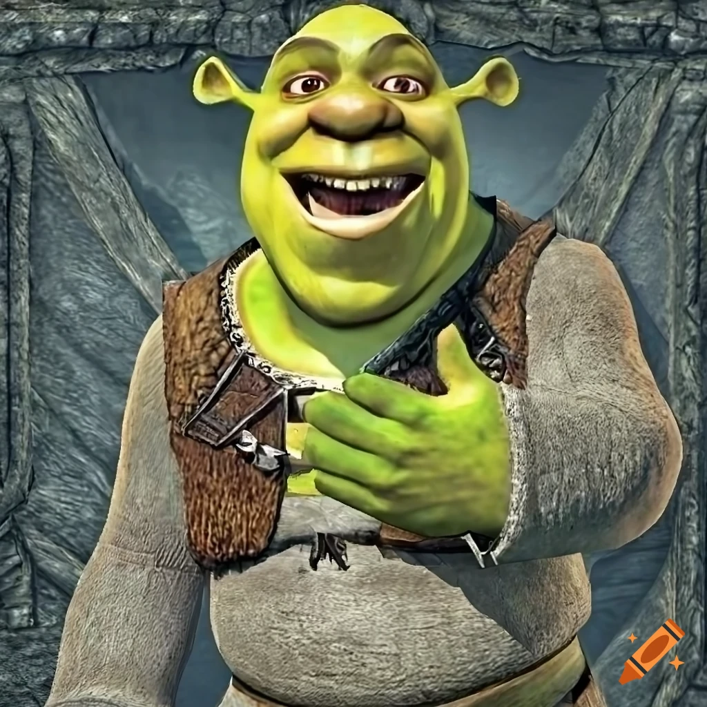 Shrek, in Skyrim on Craiyon