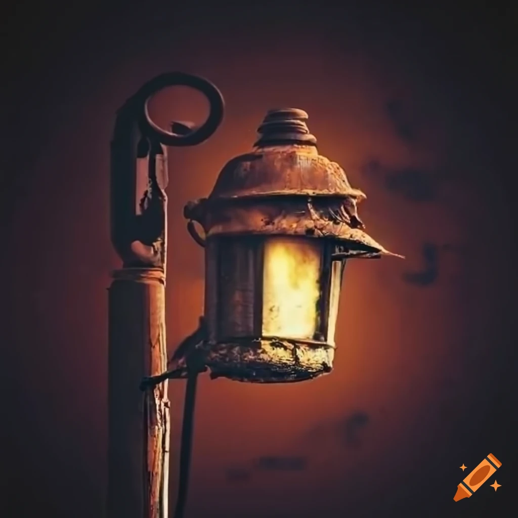 Old dilapidated rusty broken street lights