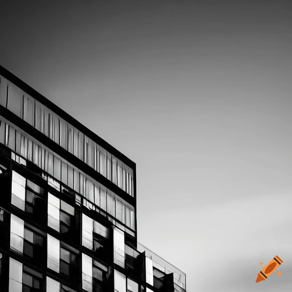 Monochromatic architectural photo of a modern building with clean sky ...