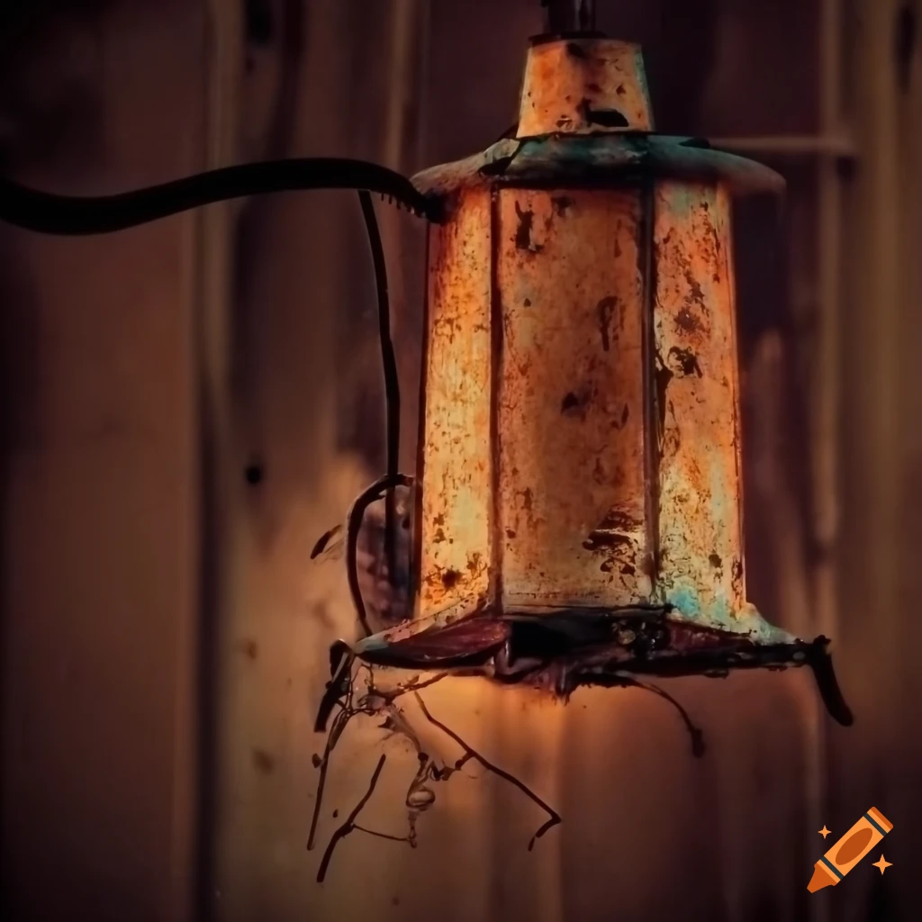 Old dilapidated broken rusty neon lamps
