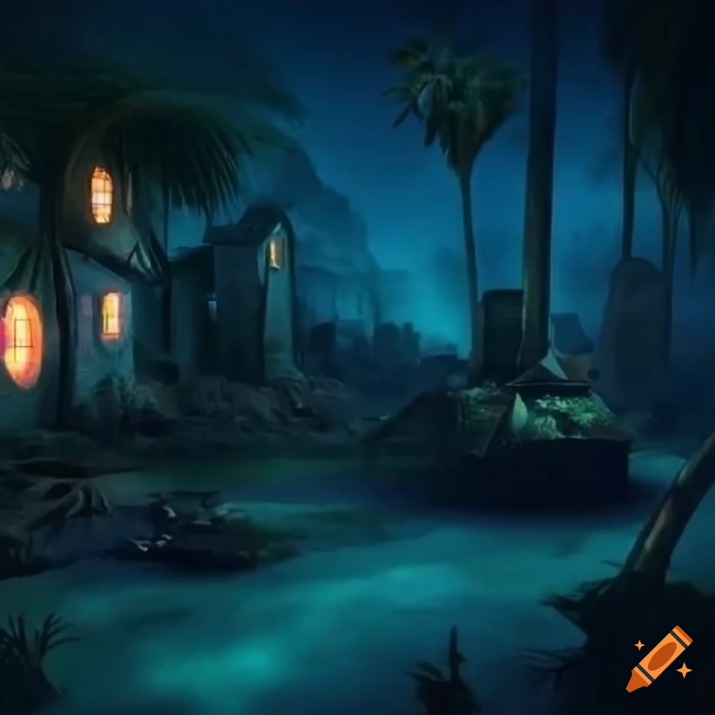 Sci-fi inspired village at night, superadobe huts, primitive futurism ...