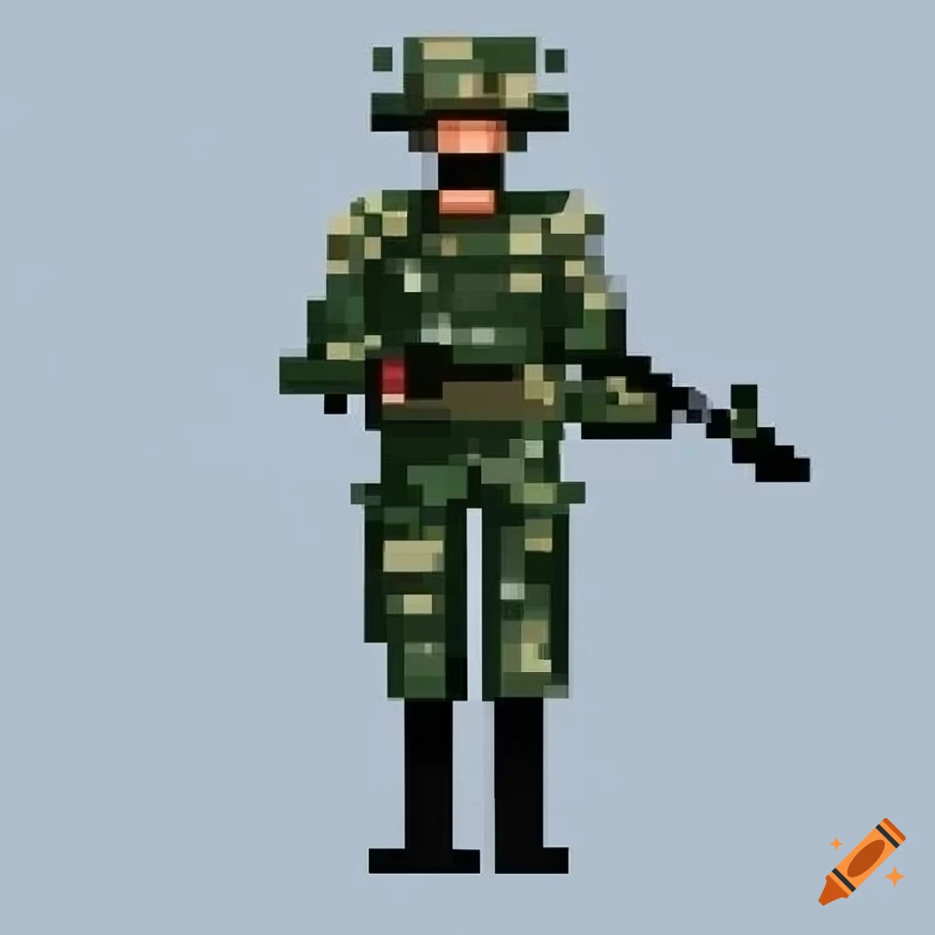 Militar pixel art on Craiyon