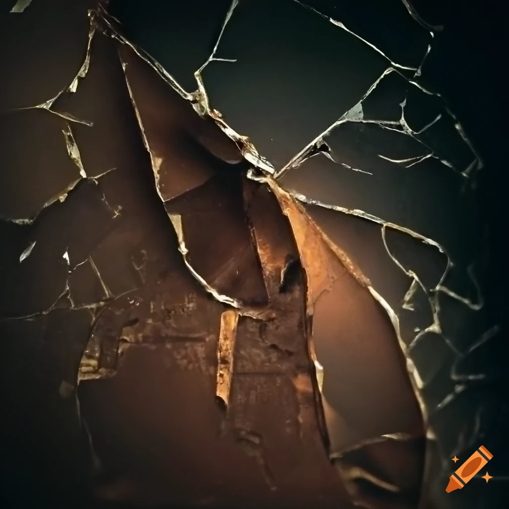 Old dilapidated broken rusty glass