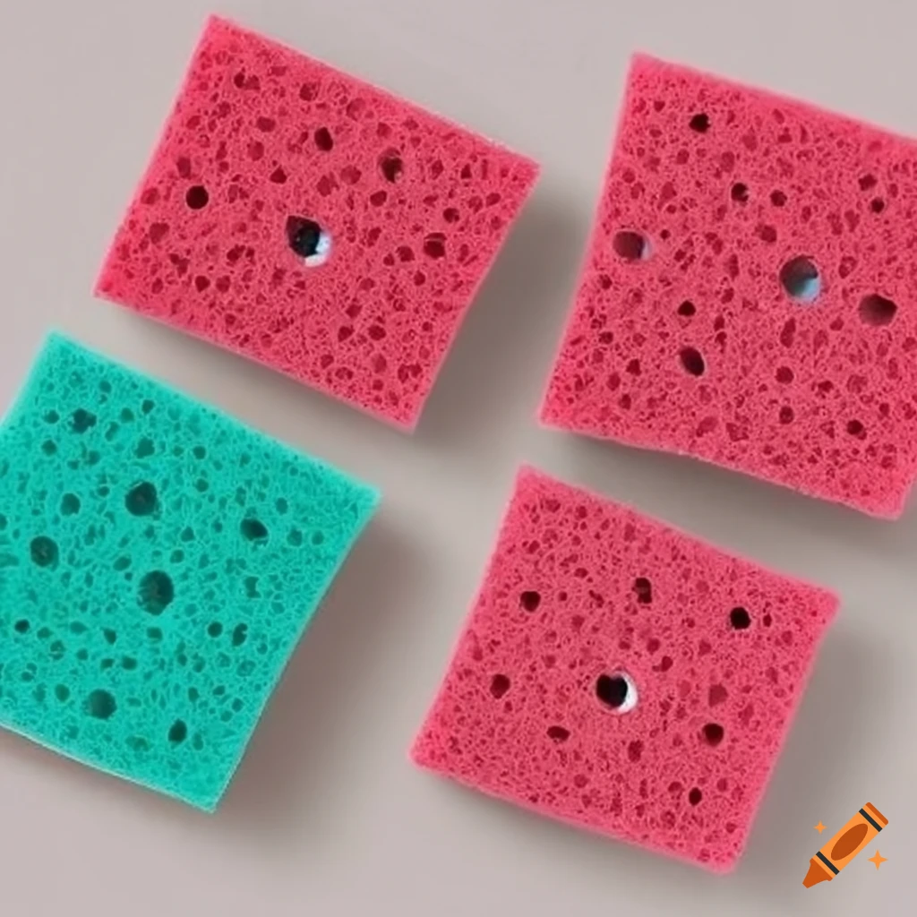 Several square scrubbing sponges on Craiyon