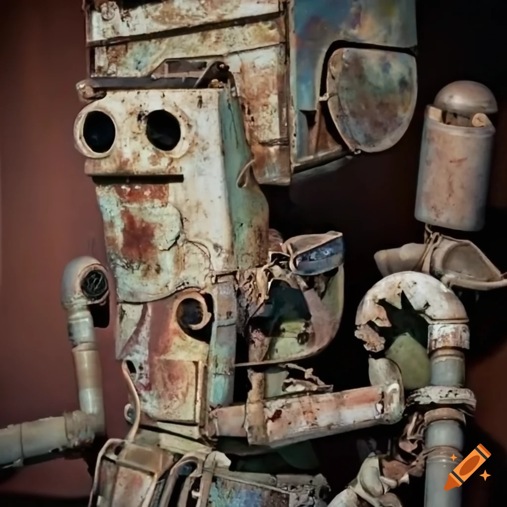 Old dilapidated broken robots on Craiyon