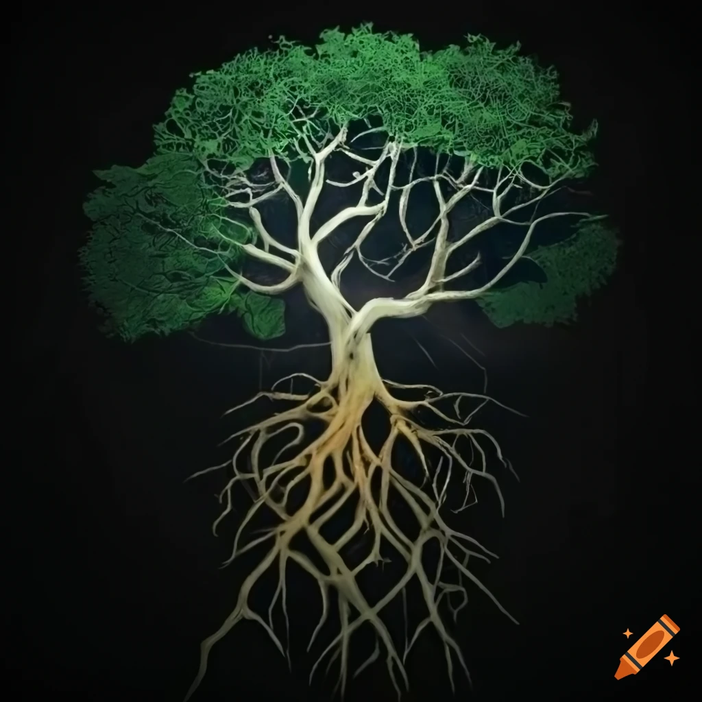 Create a flag of a dystopian state, that has a tree with green leaves ...