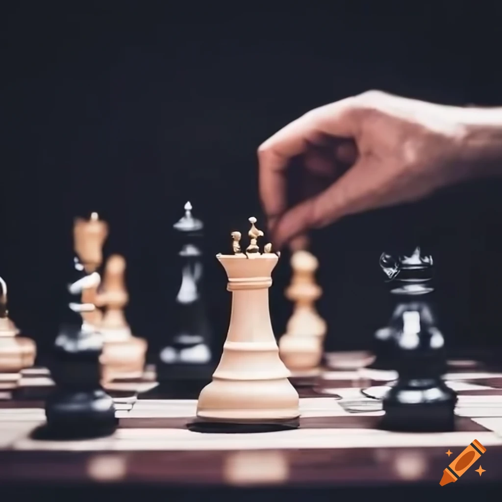 Two men playing chess at a table with focus