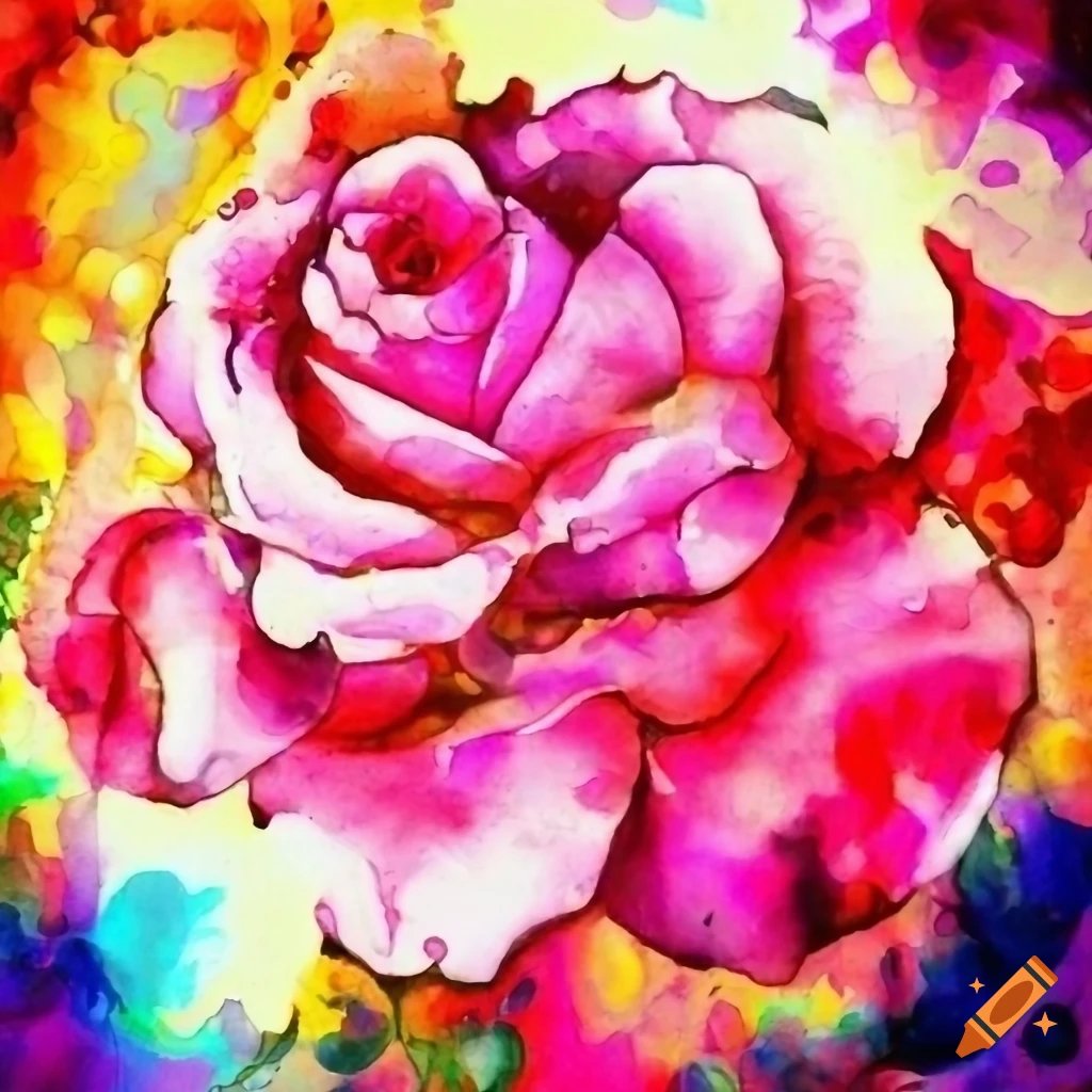 Pink roses in colorful background batik style