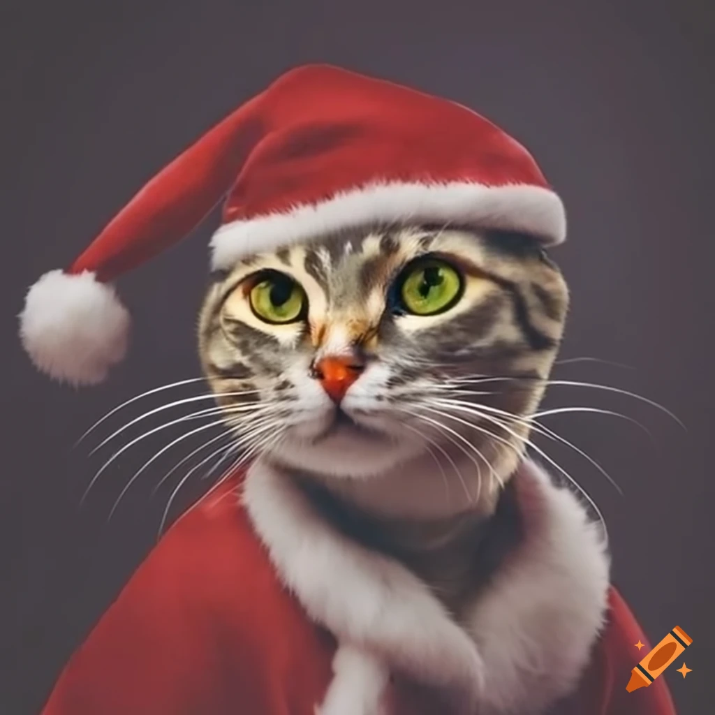 Cat disguised as santa