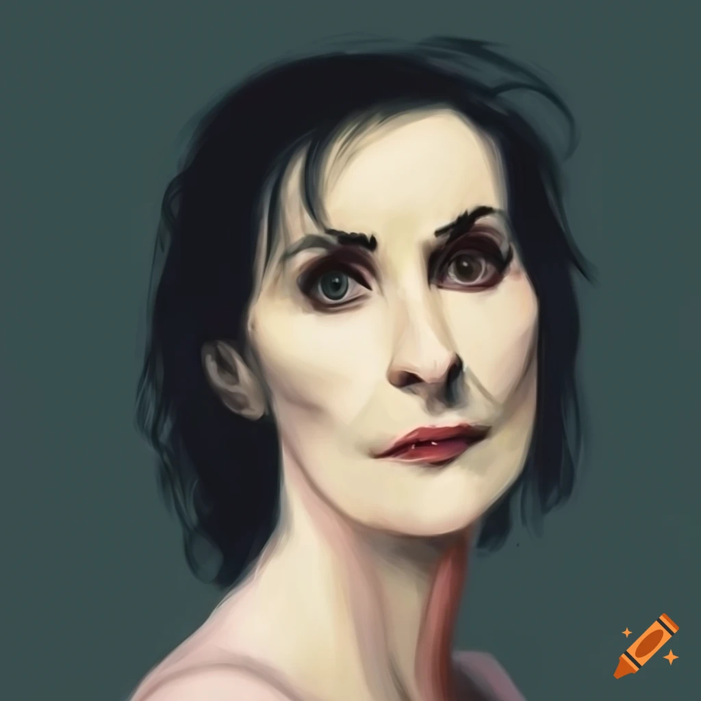 Enya with blank expression and crossed eyes. portrait on Craiyon