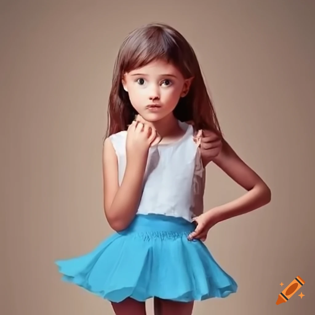 10 yrs old girl in blue skirt on Craiyon