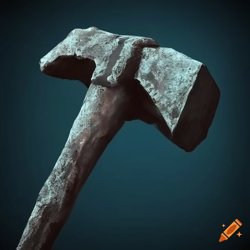 Iron pickaxe tool mining coal, painting on Craiyon