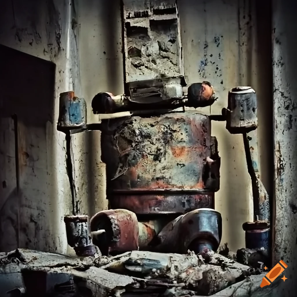 Old dilapidated broken robots
