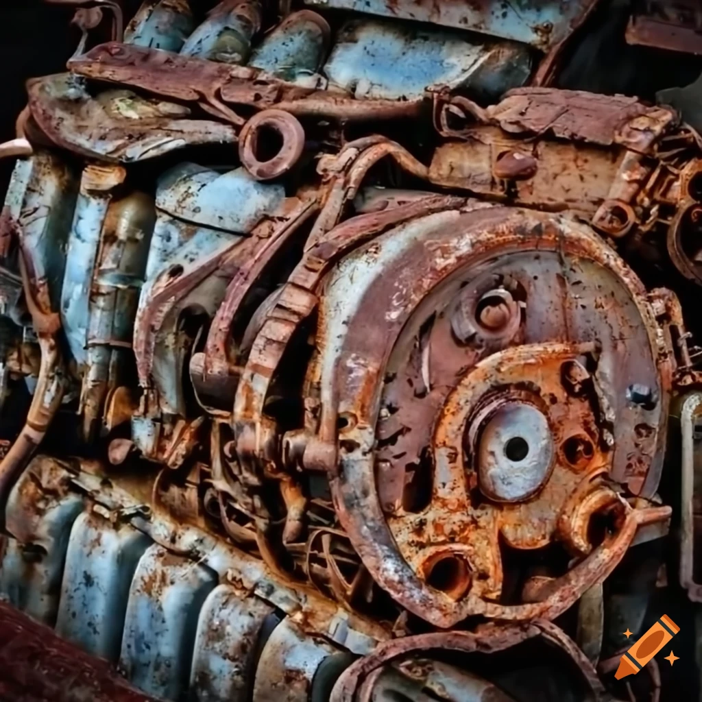 Broken rusted engine on Craiyon