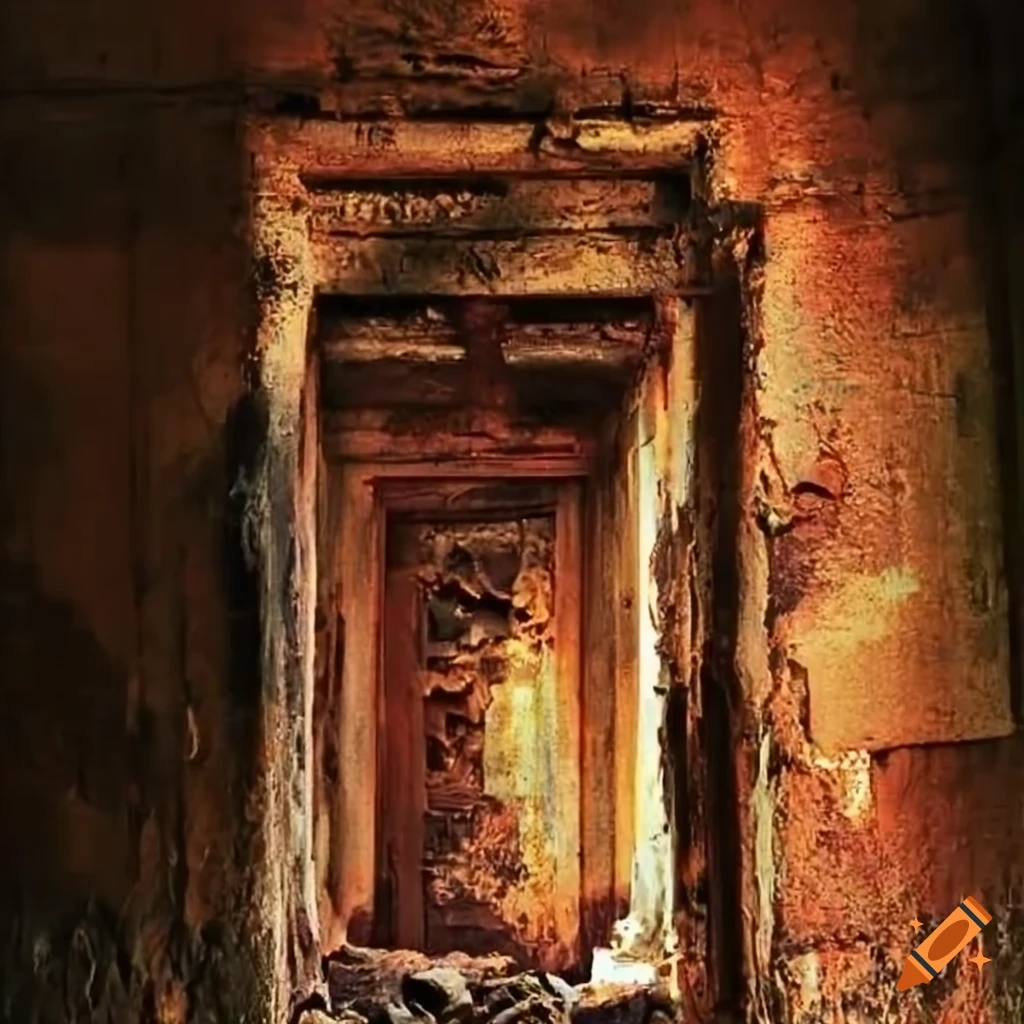 Old dilapidated rusty broken temples on Craiyon