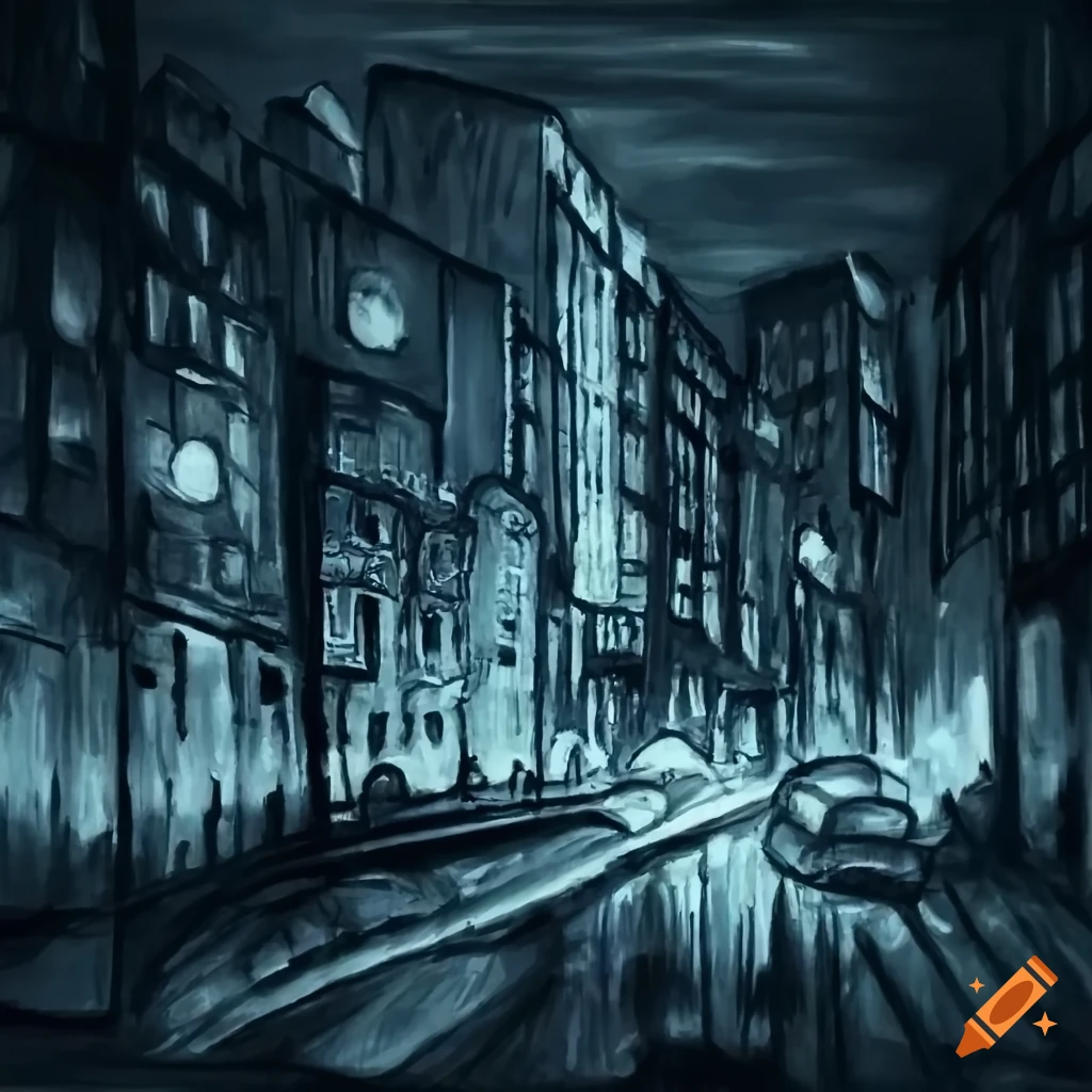 City scenery in night on Craiyon
