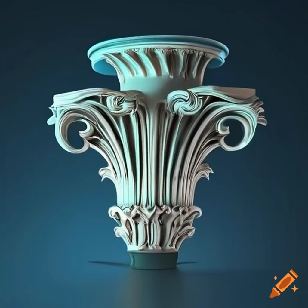 A unique corinthian capital design with a water concept