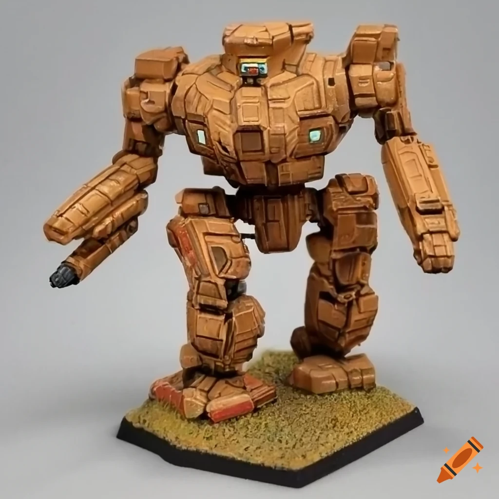 Battletech centurion in tan and orange colors on Craiyon